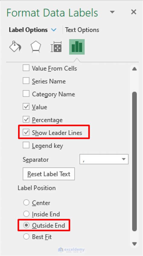 Fixed Excel Pie Chart Leader Lines Not Showing