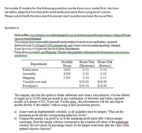 Solved Formulate Ip Models For The Following Questions