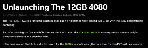 Nvidia ประกาศยกเลิกเปิดตัวการ์ดจอ Geforce Rtx 4080 รุ่น 12gb จะจำหน่ายแค่ Geforce Rtx 4080 รุ่น