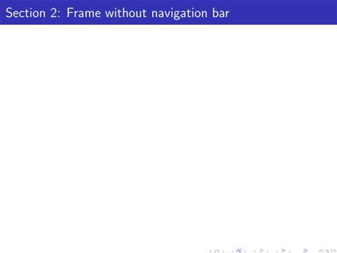 Presentations Adding A Header Navigational Bar To LaTeX Beamer Also When Thispagestyle Empty