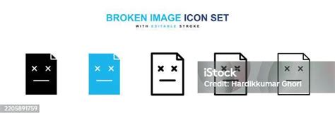 깨진 이미지 아이콘 그래픽은 검은 색과 파란색으로 설정됩니다 0명에 대한 스톡 벡터 아트 및 기타 이미지 0명 계약서 공란 Istock