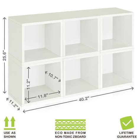 6 Stackable Storage Cubes White And Modular Cube Bookcase Way Basics Cube Storage Cube