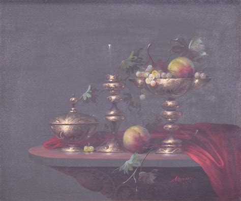 Lot 205 Josef Molnar Still Life Of Fruit On Brass