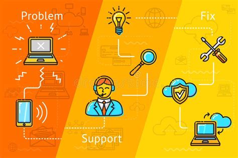 Support Cloud Computing Problem Solving Etc Stock Vector Illustration Of Network Process