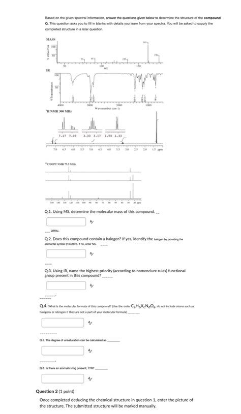 Based On The Given Spectral Information Answer The Chegg