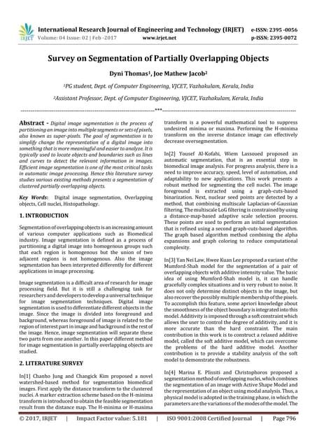 Survey On Segmentation Of Partially Overlapping Objects Pdf Photo