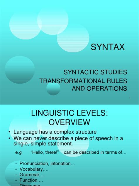 syntax transformational rule and operations a ppt syntax phonology