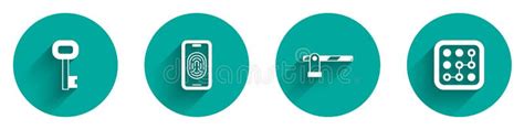 Set Old Key Mobile With Fingerprint Scanner Parking Car Barrier And Graphic Password
