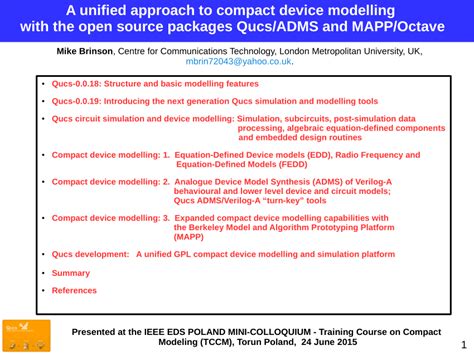 Pdf A Unified Approach To Compact Device Modelling With The Open