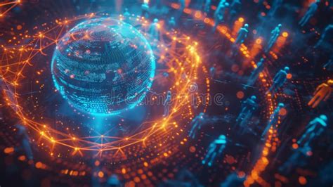 Global Digital Network Visualization Generative Ai Stock Image Image Of Interaction Sphere
