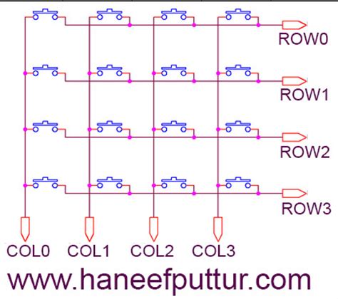 Making Matrix KeyPad With Push Buttons Arduino Haneef Puttur