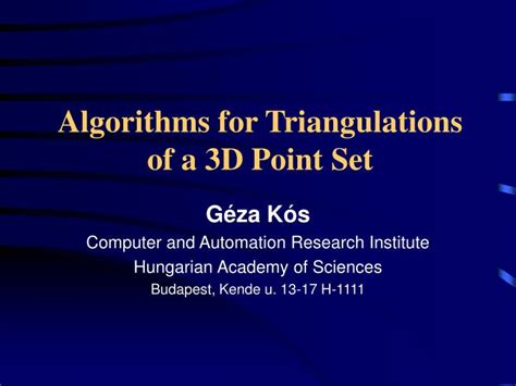 Ppt Algorithms For Triangulations Of A 3d Point Set Powerpoint