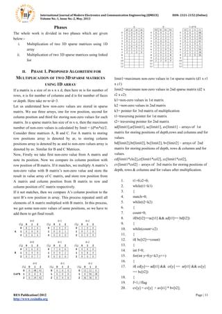 Multiplication Of Two 3 D Sparse Matrices Using 1d Arrays And Linked