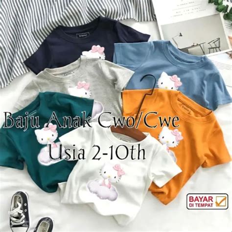 kaos oblong anak gambar hello kitty baju anak cewek sablon digital usia