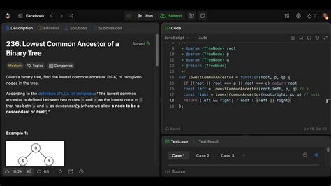 Facebook Leetcode Interview Questions Lowest Common Ancestor Of A Binary Tree Youtube