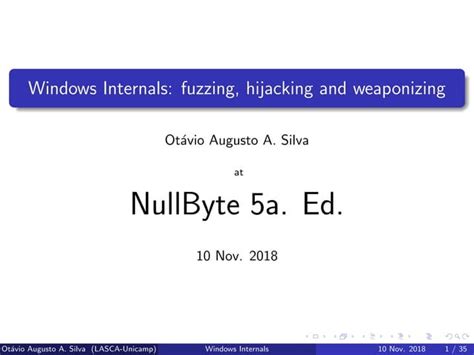 Windows Internals Fuzzing Hijacking And Weaponizing Kernel Objects Ppt