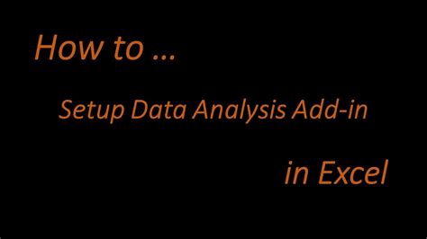 01 Setup Data Analysis Add In Youtube