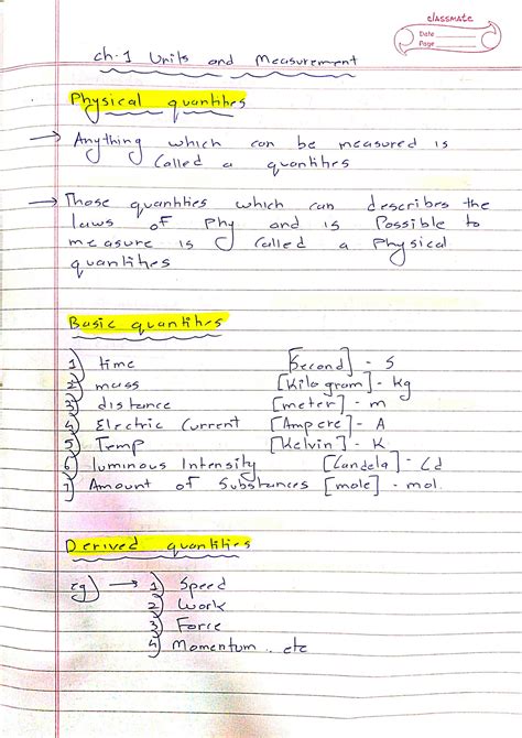 SOLUTION Class Ch Units And Measurement Neet Studypool