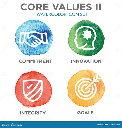 Core Values Icon Set Stock Vector Illustration Of Growth 90868583