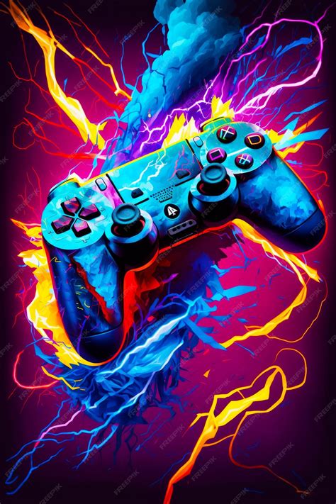 Premium Photo Close Up Of Video Game Controller With Lightning Effect