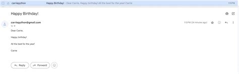 Python Program Birthday Wish Sender Carrie Kaler