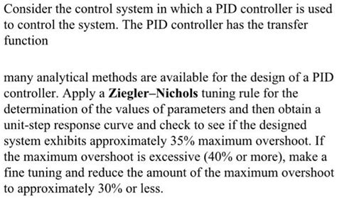 solved consider the control system in which a pid controller is used