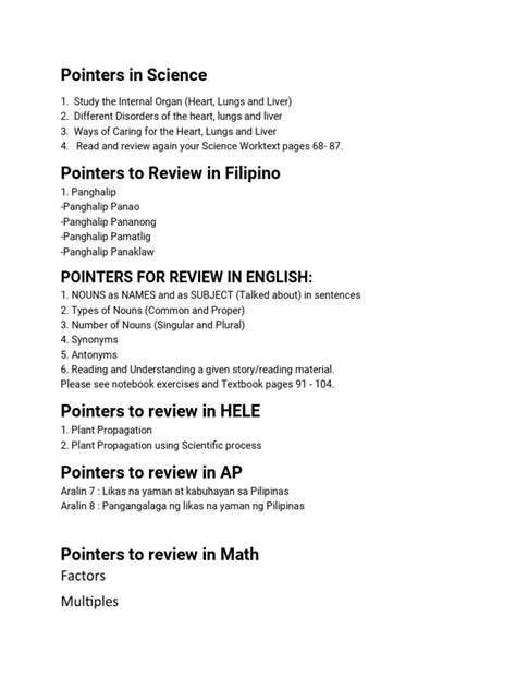 Pointers In Science Pdf