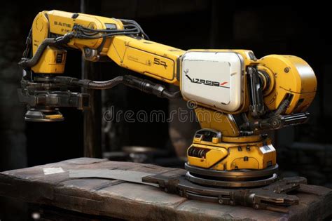 A Yellow Robot Sitting On Top Of A Table Generative Ai Image Stock