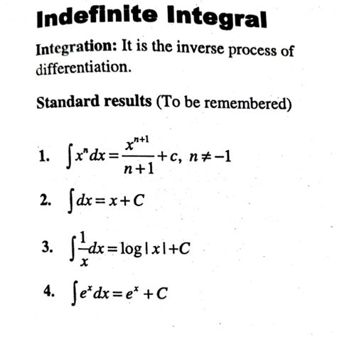 Integration Formulaepdf Mathematics Notes Teachmint