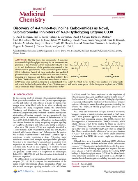Pdf Discovery Of 4 Amino 8 Quinoline Carboxamides As Novel