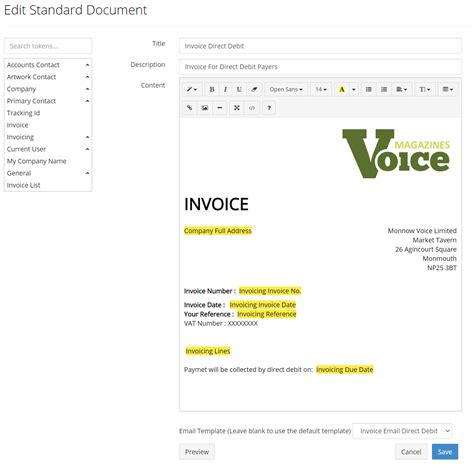 multiple invoice templates magmanager