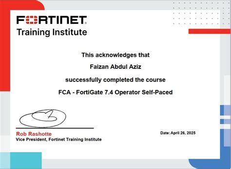 Im Thrilled To Announce That Ive Successfully Earned The Fca Fortigate Certified Associate