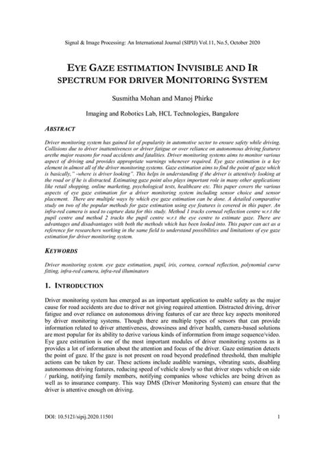 Eye Gaze Estimation Invisible And Ir Spectrum For Driver Monitoring System Pdf