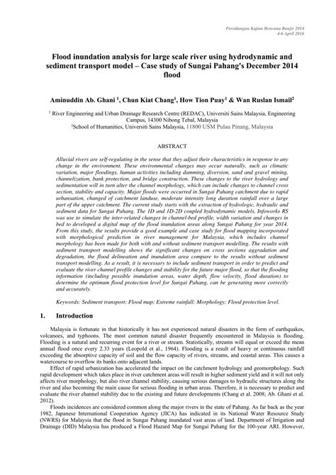 Pdf Flood Inundation Analysis For Large Scale River Using Hydrodynamic And Sediment Transport