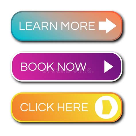 Set Of Three Modern Gradient Buttons With Shadows Stock Vector Illustration Of Outline Clean