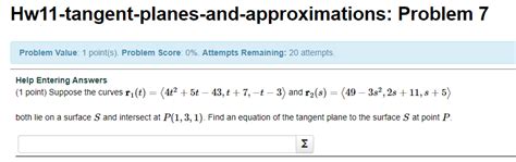 solved hw11 tangent planes and approximations problem 7