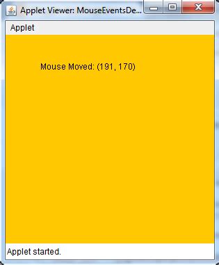 Program To Demonstrate The Mouse Events Using Applet