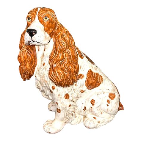 Italian Ceramic Glazed Terra Cotta Cocker Spaniel Chairish