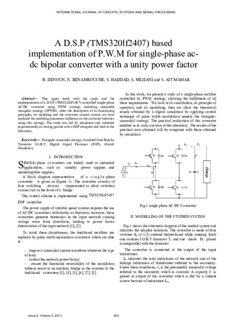 Pdf A Dsp Tms320lf2407 Based Implementation Of Pwm For Single Phase