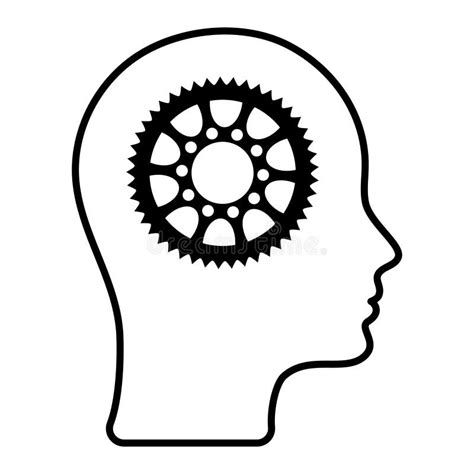Human Head And Gear Inside Technological Diagram Of Engineering Gears