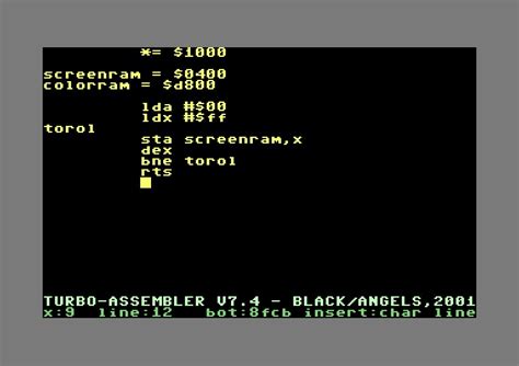 Képernyőtörlés C64 Assembly Alapok