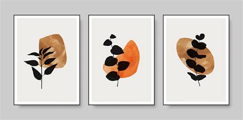 벽 장식 엽서 또는 브로셔 커버 디자인을위한 창조적 인 꽃 현대 손 페인트 그림 세트 벡터 그림입니다 0명에 대한 스톡 벡터 아트 및 기타 이미지 Istock