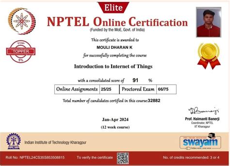 Mouli Dharan On Linkedin Nptel Iot