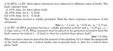 Solved A 50 Mva 11kv Three Phase Alternator Was Subjected