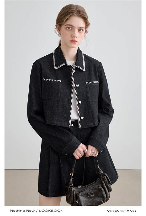 생지 자켓 데님 하트단추 플리츠스커트 투피스 스쿨룩 교복 패션 여성정장세트