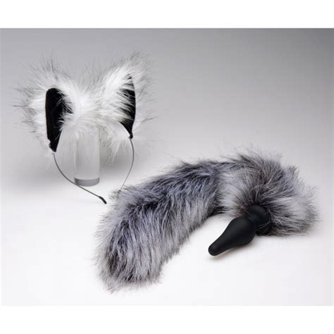 Grey Wolf Tail Anal Plug And Ears Set Xr Brands
