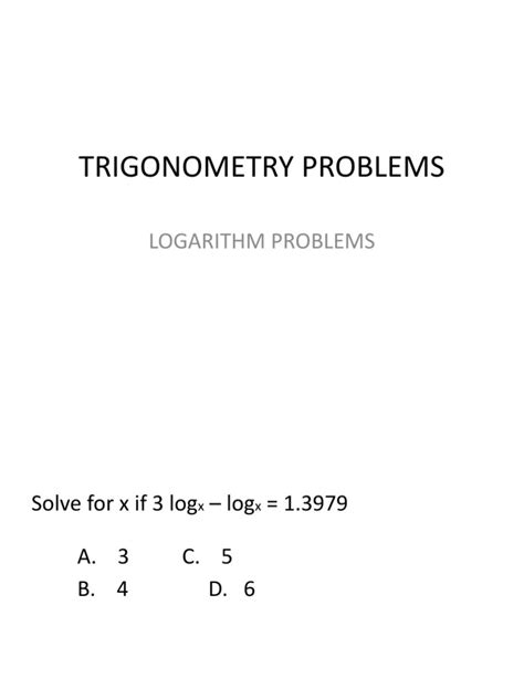 Logarithm Problems Pdf