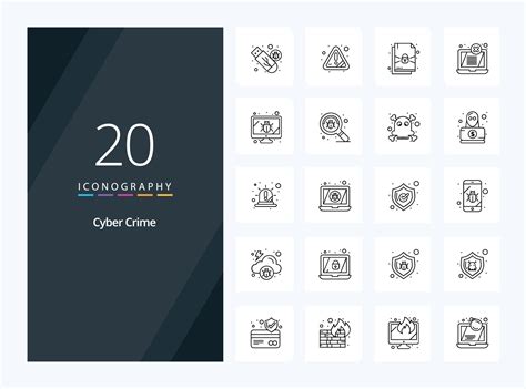 20 Cyber Crime Outline Icon For Presentation 25857662 Vector Art At