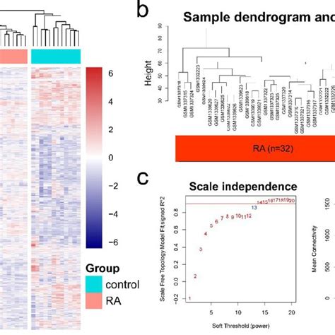 sample clustering and soft thresholding power determination a heatmap