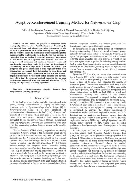 pdf adaptive reinforcement learning method for networks on chip
